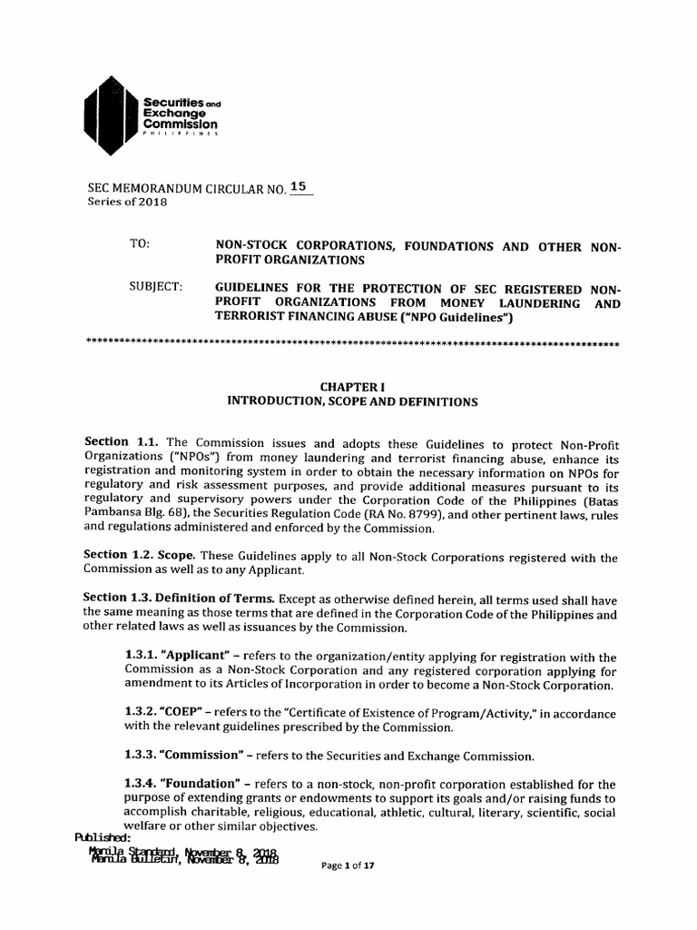 SEC Memorandum No. 15 Dated Nov. 7 2018 | PDF | U.S. Securities And ...