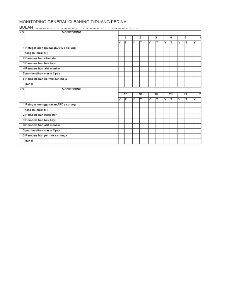 Form Ceklis Ruang Isolasi | PDF