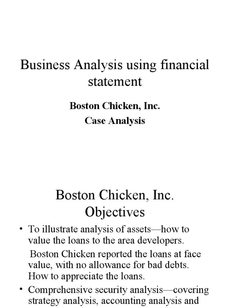 Business Analysis Using Financial Statement: Boston Chicken, Inc. Case ...