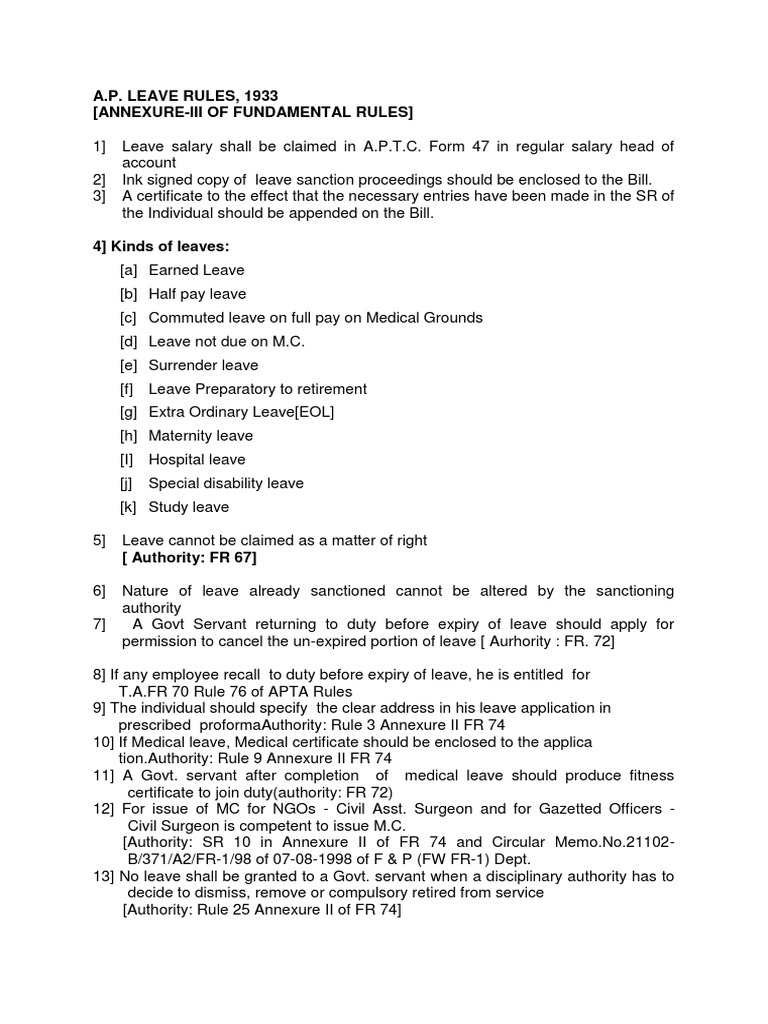 Leave Rules PDF | PDF | Retirement | Government
