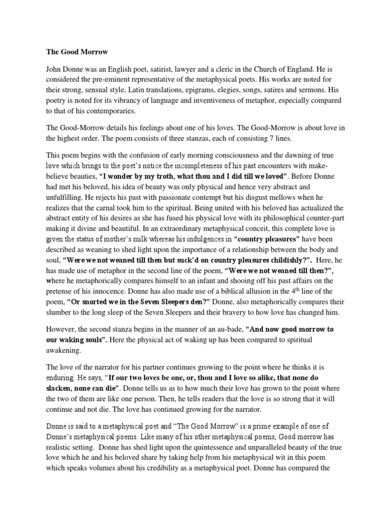 The Good Morrow | Download Free PDF | Poetry