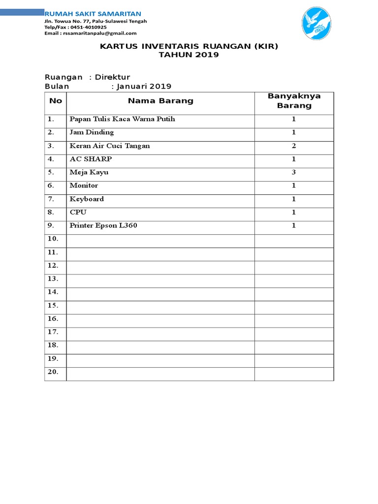 Kartu Inventaris Ruangan | PDF