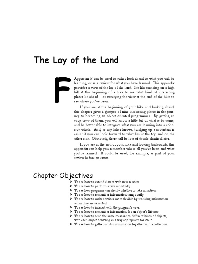 The Lay of The Land: Chapter Objectives | PDF | Parameter (Computer ...
