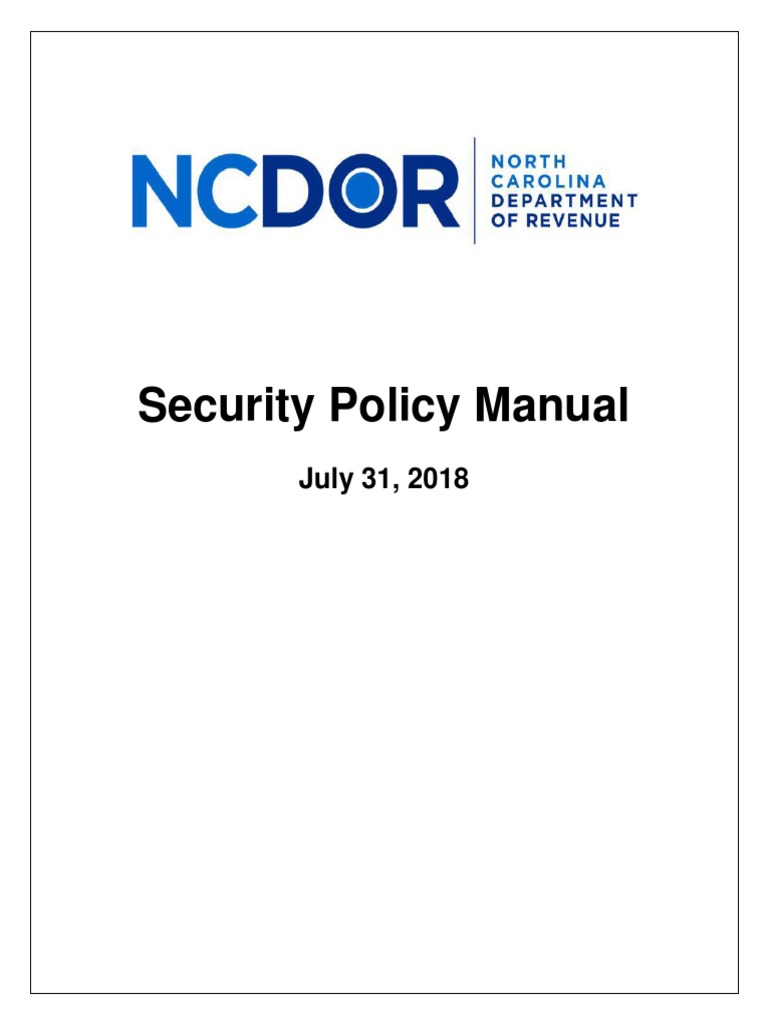 Ncdor Security Policy Manual | PDF | Computer Security | Security