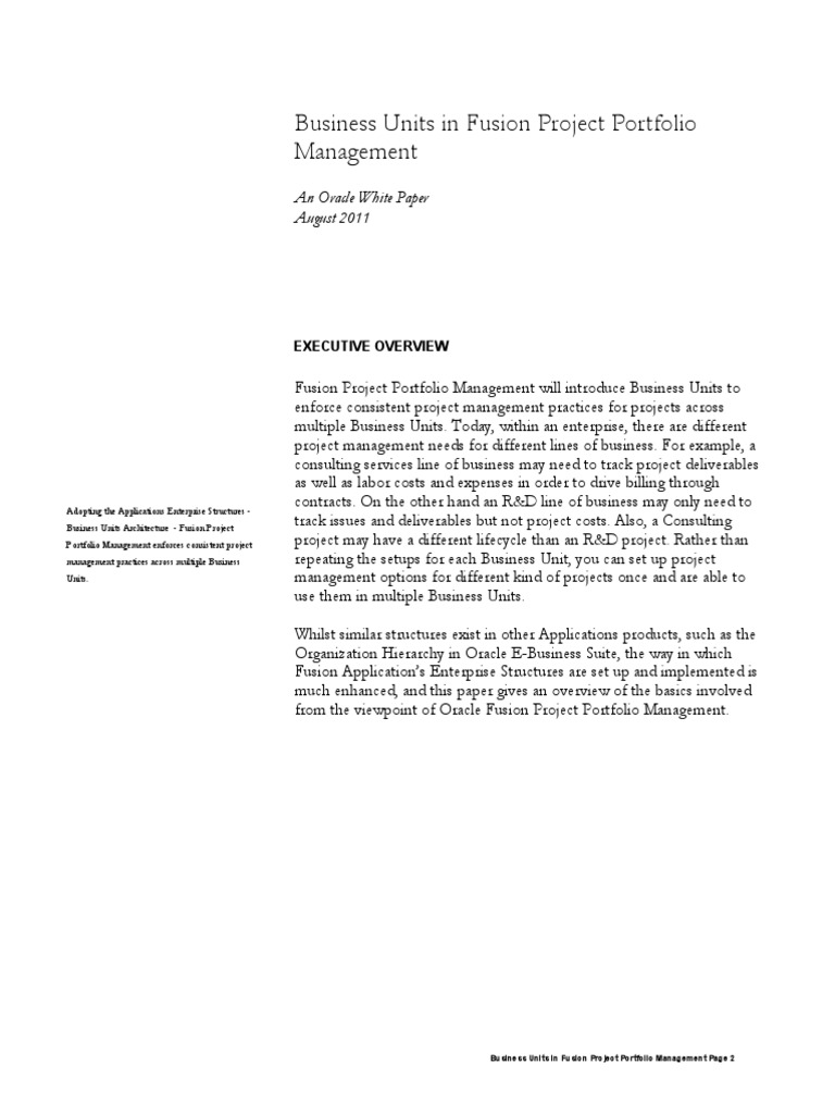 Business Units in Project Portfolio Management | PDF | Database ...