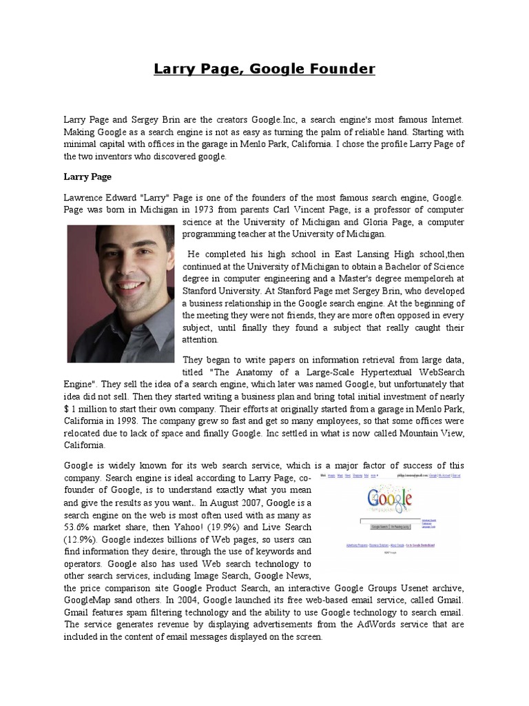 Larry Page, Google Founder | PDF | Gmail | Google