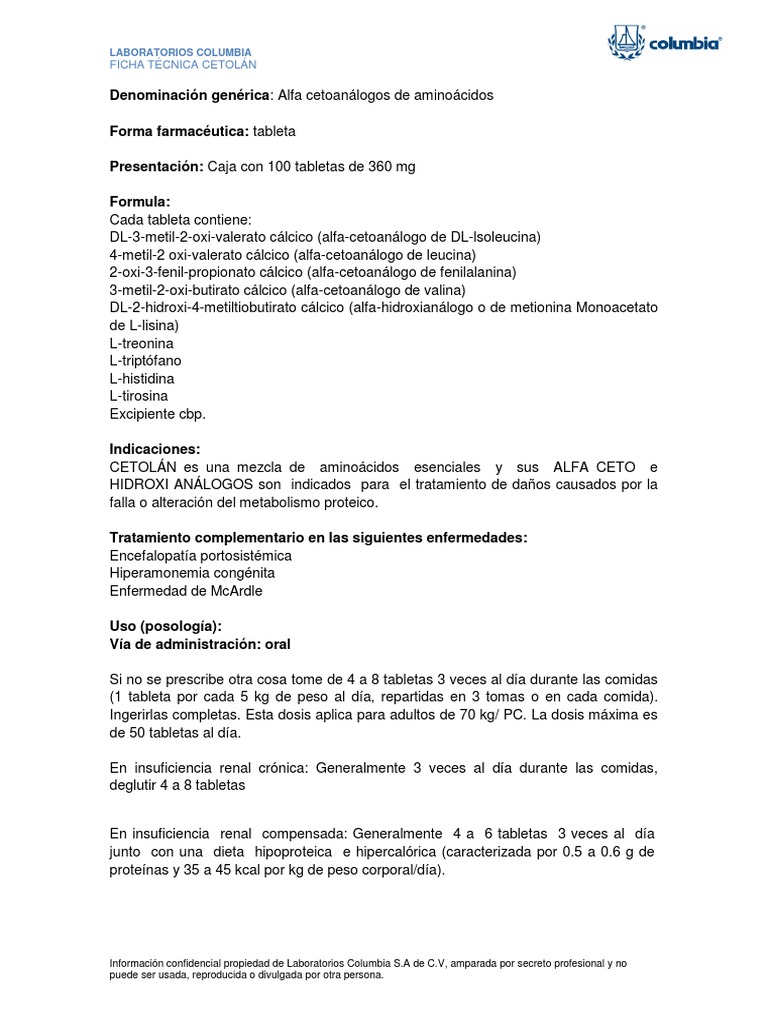 Ficha Técnica Cetolán | PDF | Proteínas | Aminoácidos