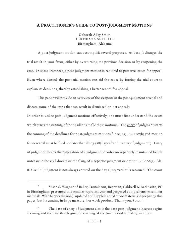 Post-Judgment Motions in Alabama Law | PDF | Default Judgment | Verdict