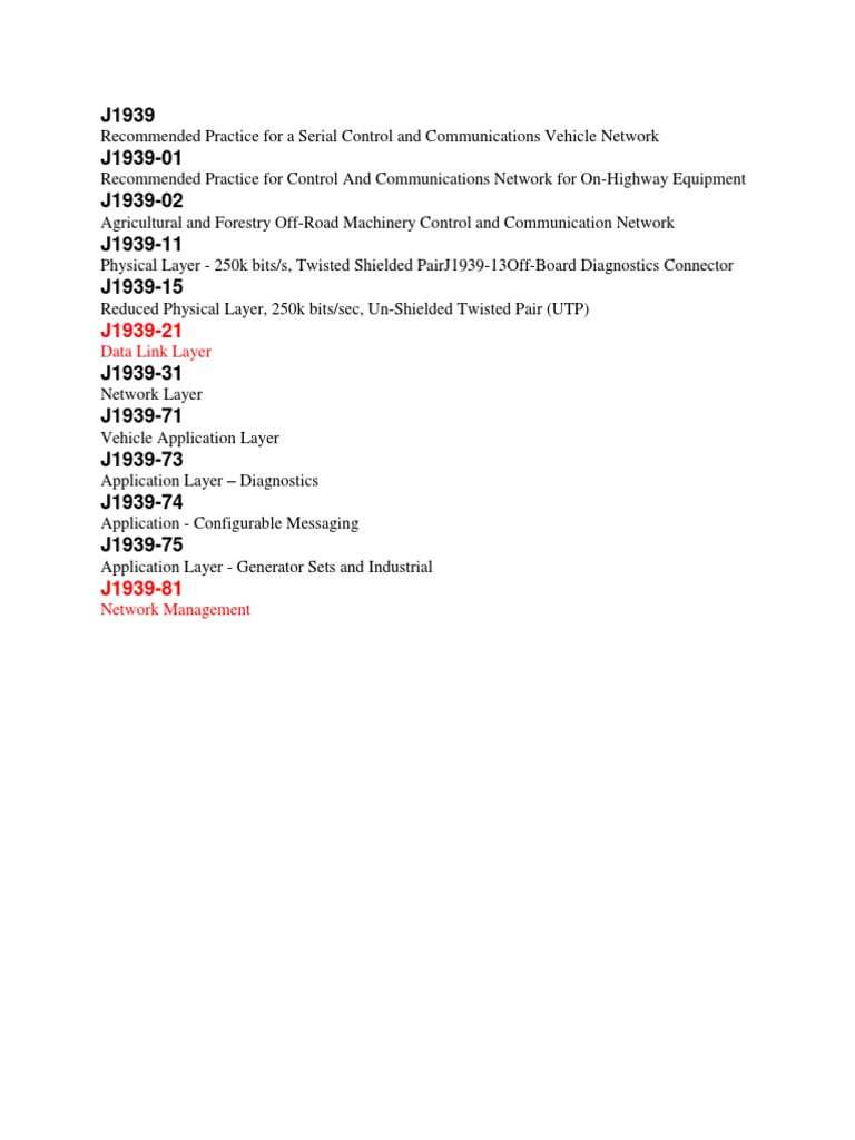 J1939 J1939-01 J1939-02 J1939-11 J1939-15: Data Link Layer | PDF