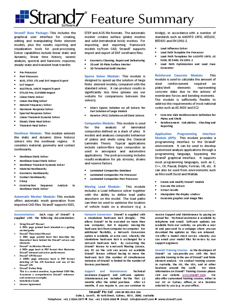 Strand7 Finite Element Analysis Features | PDF | Nonlinear System ...