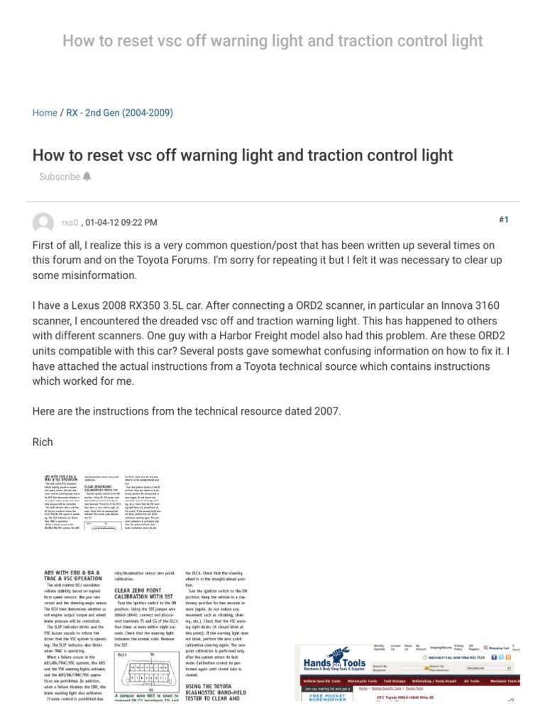 How To Reset VSC Off Warning Light and Traction Control Light ...