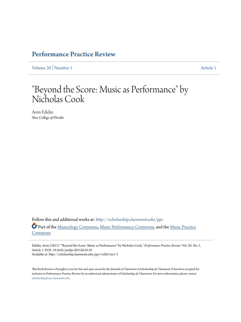 Music As Performance Cook | PDF | Musicology | Cognitive Science