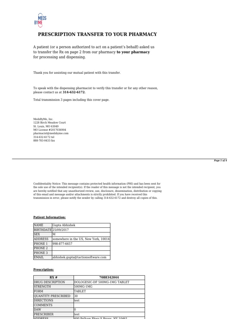 Prescription Transfer To Your Pharmacy | PDF | Medical Prescription ...