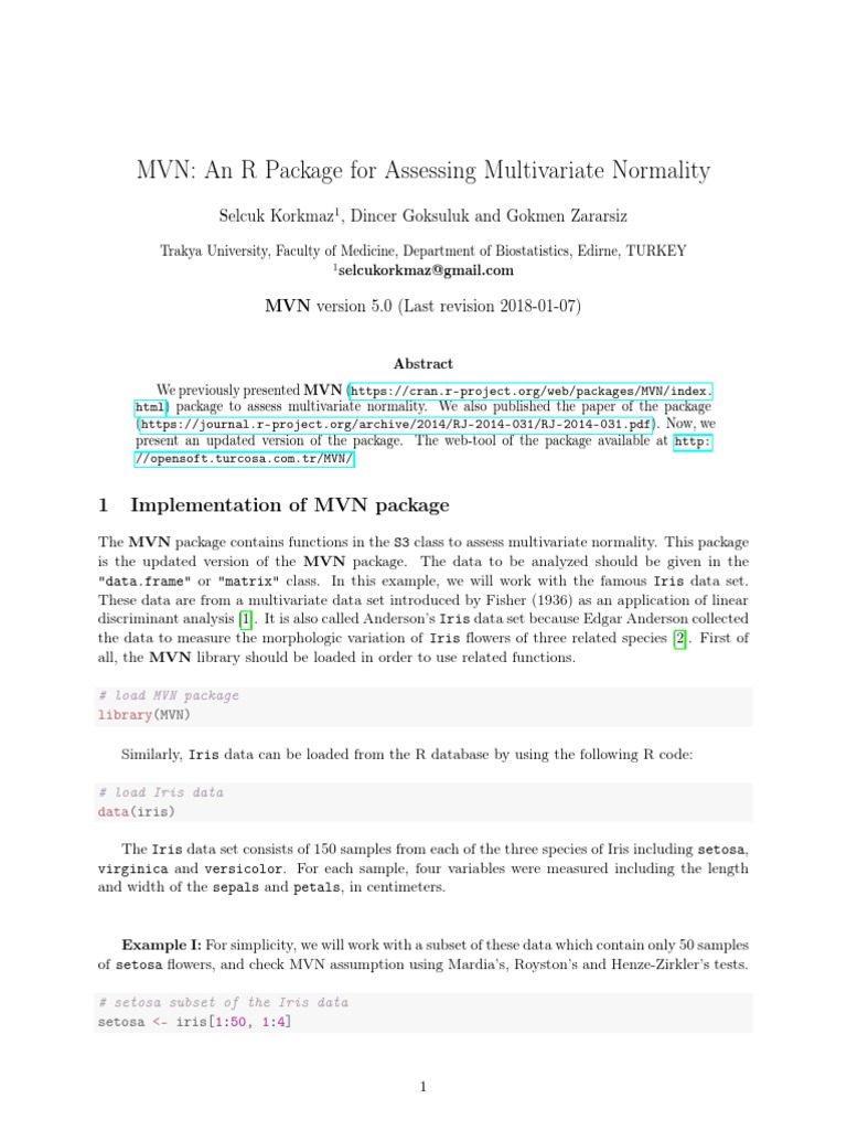 MVN Packages R | PDF | Probability Theory | Probability And Statistics