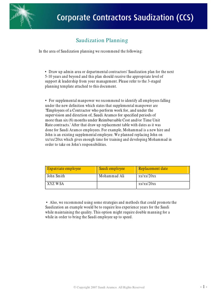 Saudization Planning | PDF | Government | Business