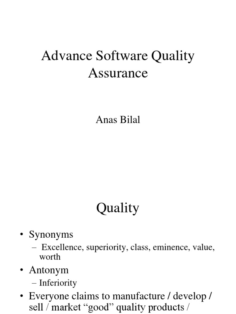 Software Quality Assurance Notes | Download Free PDF | Software Quality ...