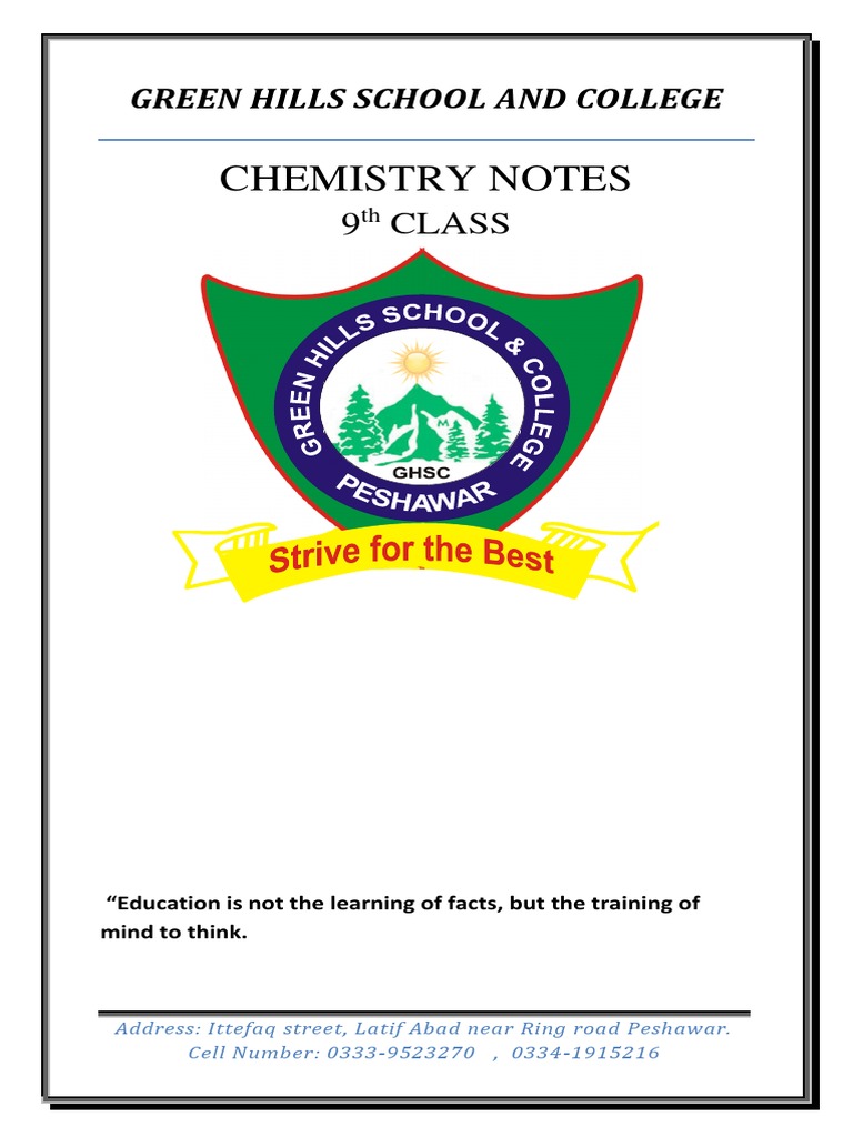 Chemistry Notes For Class 9th | PDF | Ion | Mole (Unit)