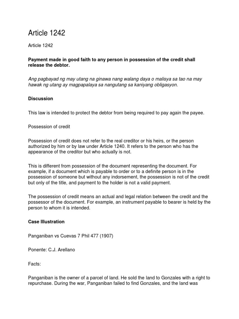 Article 1242 | PDF | Law