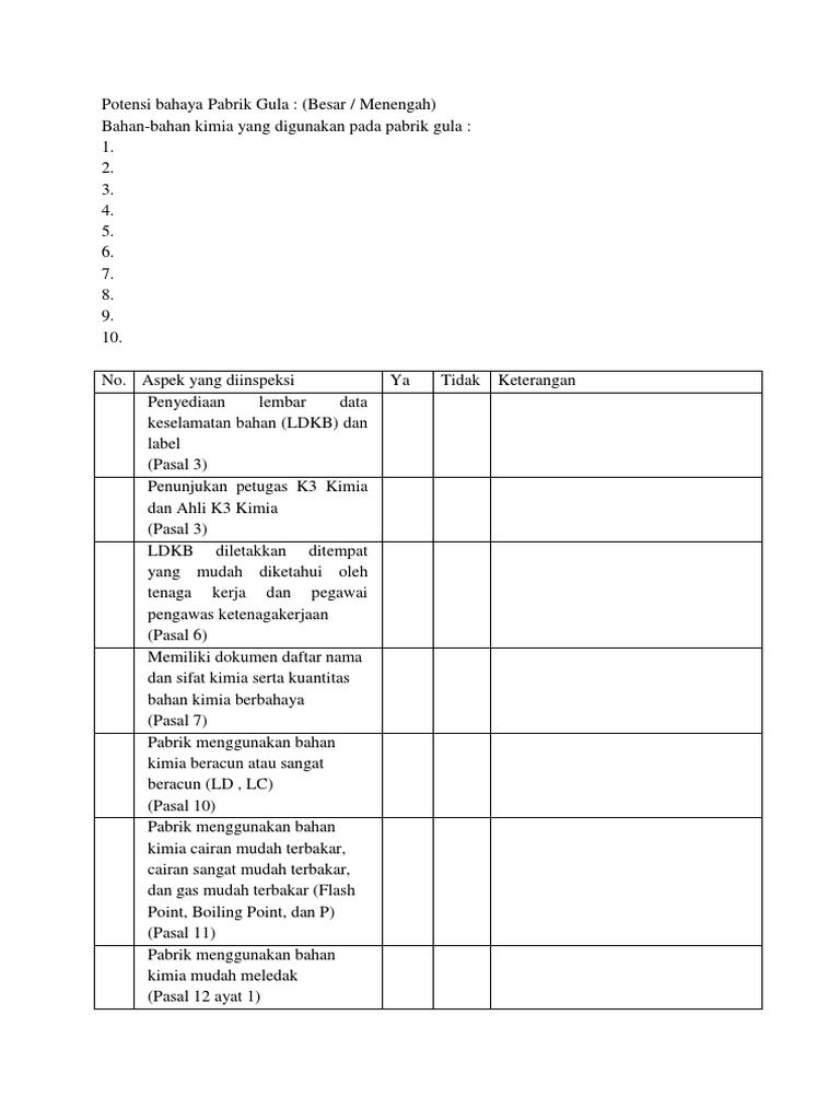 Checklist Kimia | PDF