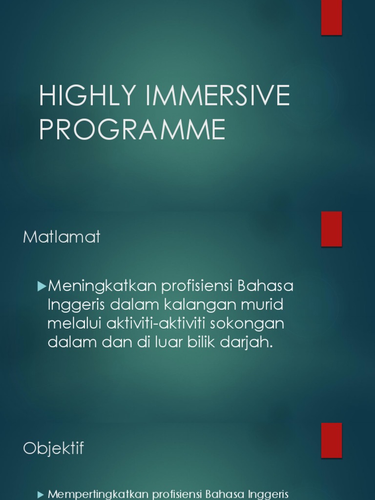 Highly Immersive Programme | PDF