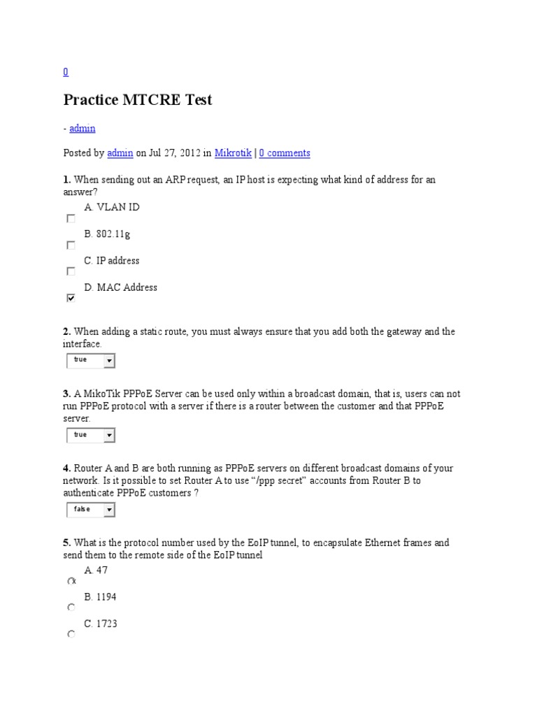 Practice MTCRE | PDF | Ip Address | Routing
