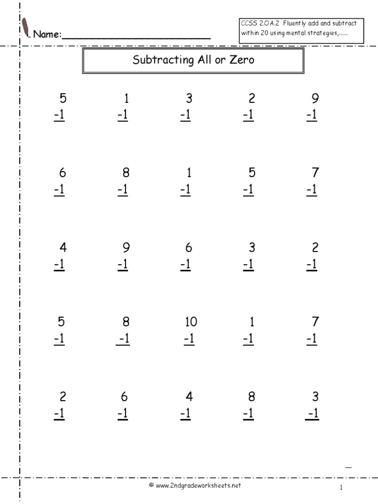 Subtracting All or Zero: Name | PDF