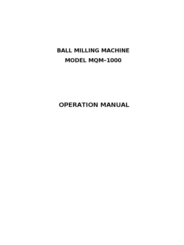Ball Milling Machine Optg Manual | PDF | Mill (Grinding) | Machines