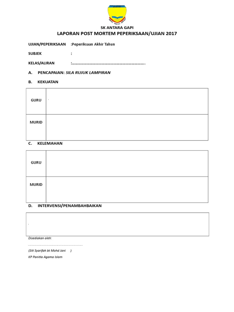 Borang Post Mortem | PDF