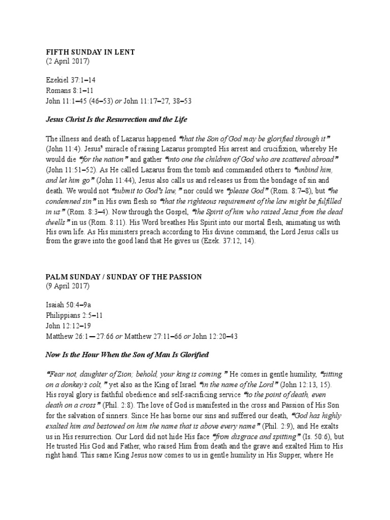 LCMS Lectionary Summaries April 2017 | PDF | Resurrection Of Jesus ...
