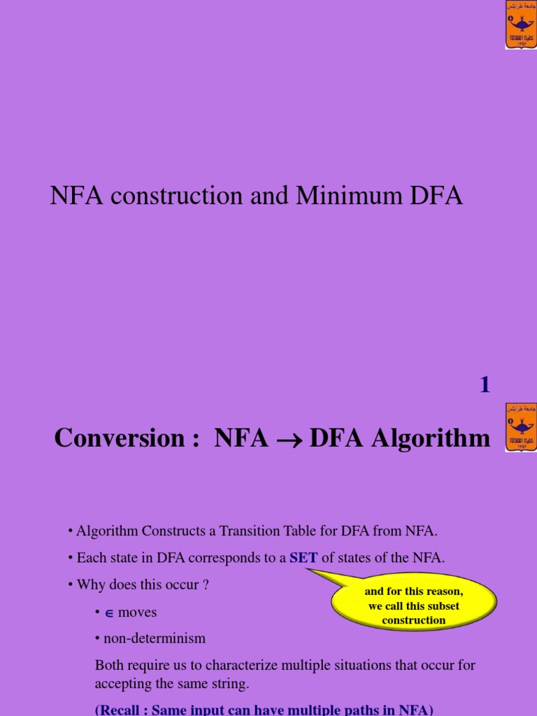 SEM04a-NFA Construction and Minimum DFA | PDF | Regular Expression ...