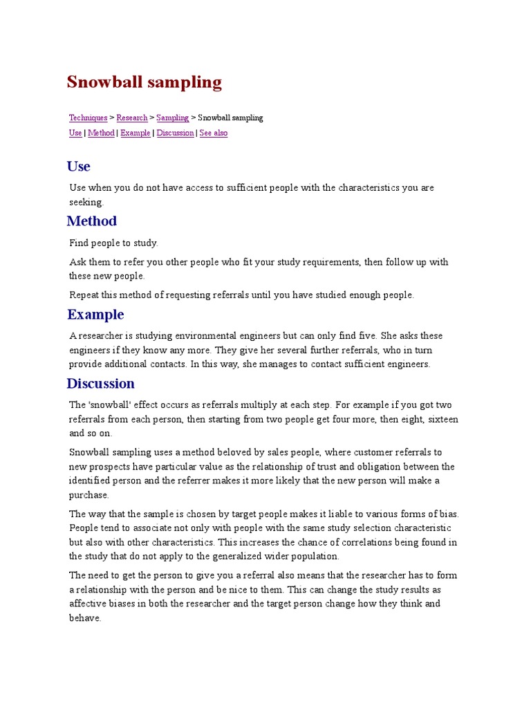 Snowball Sampling | PDF