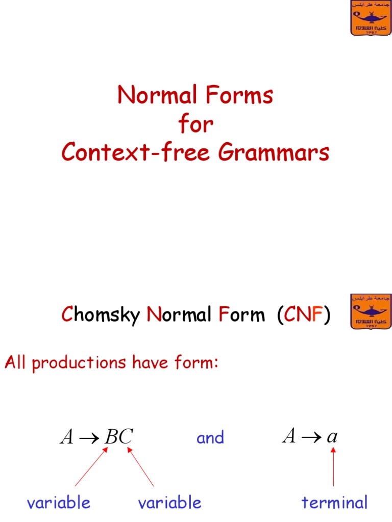 Normal Forms For Context-Free Grammars | PDF | Formalism (Deductive ...