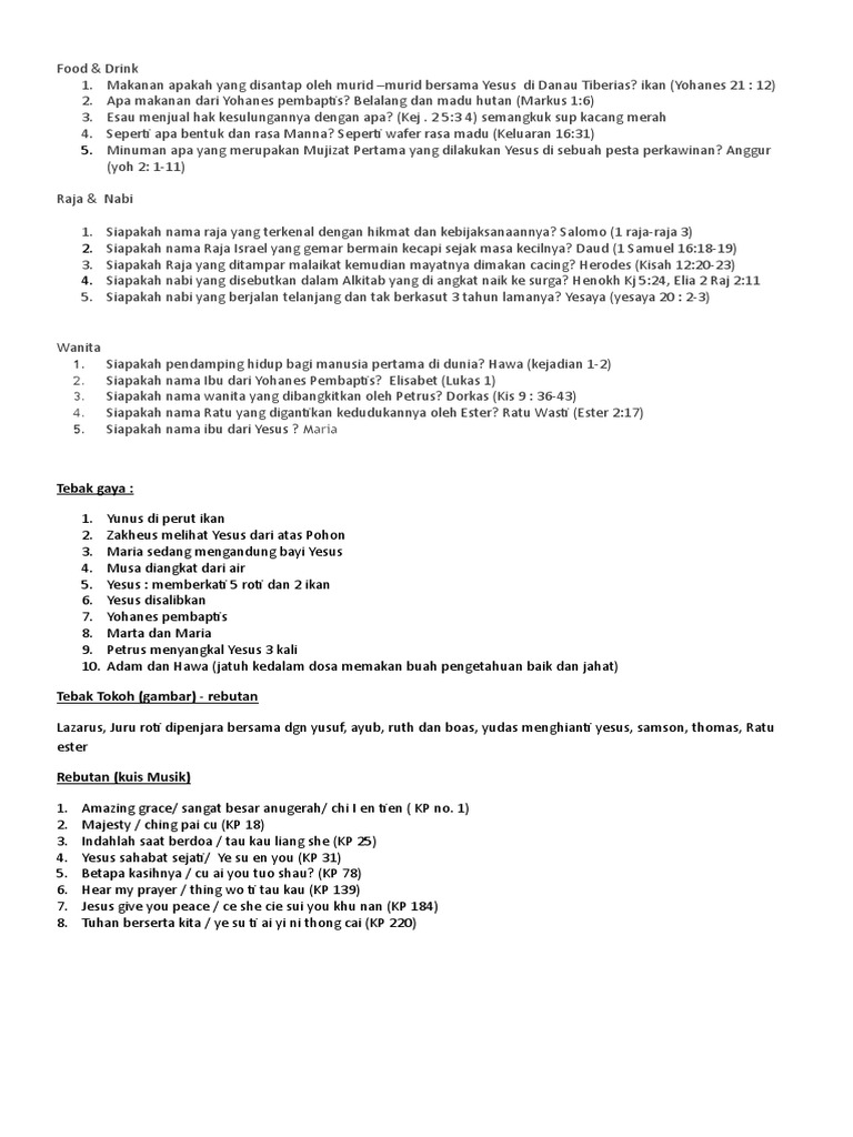 Kuis Alkitab Tebak - Doc11 | PDF