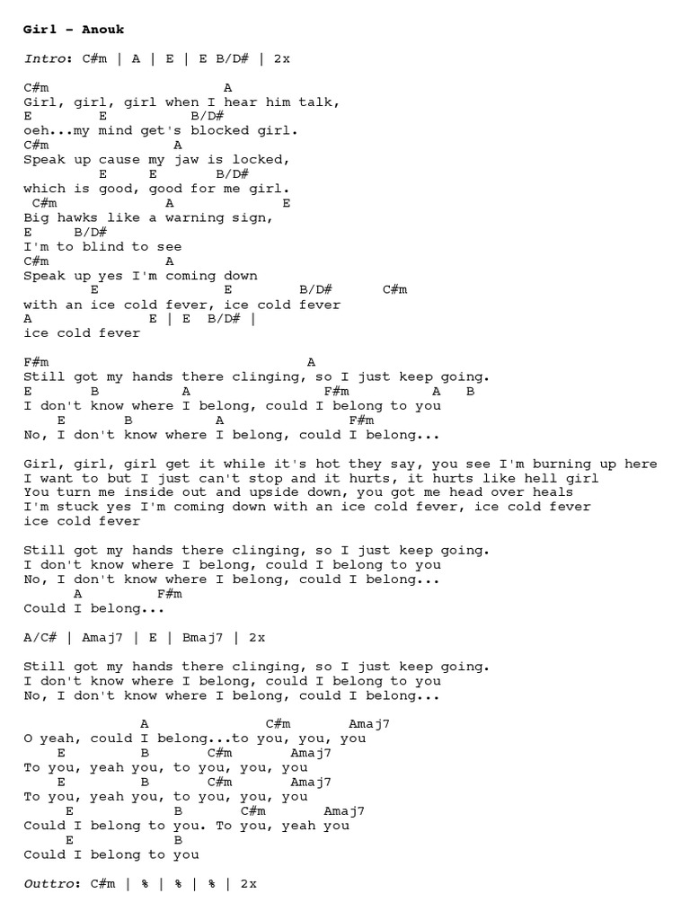 Girl - Anouk Chords | PDF