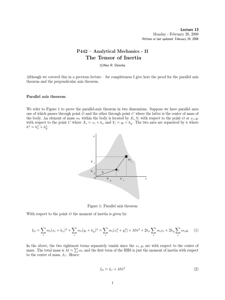 The Tensor of Inertia | PDF | Cartesian Coordinate System | Rotation ...