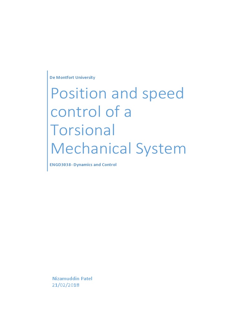 ENGD3038 - Tosional | PDF | Control Theory | Acceleration