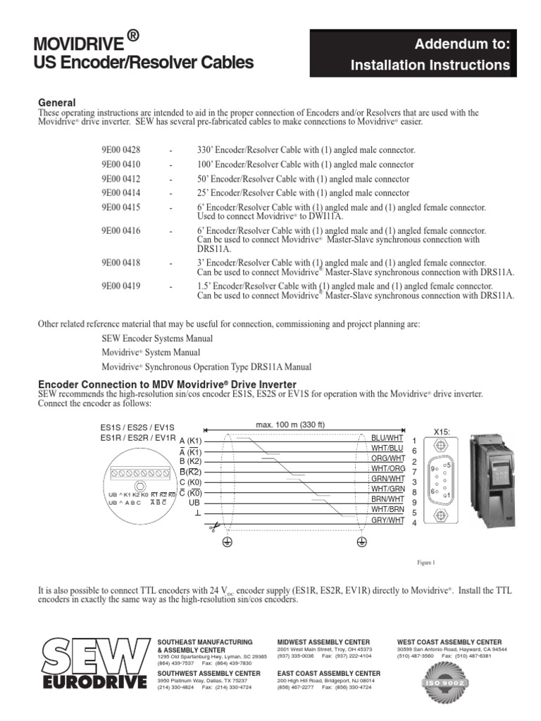 SEW Encoder Syst - Man. Addendum Hoist VFD | PDF | Electronic ...