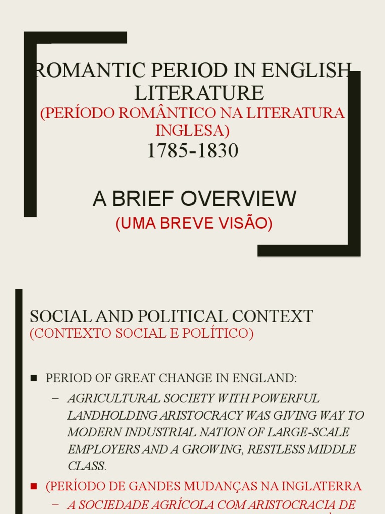 Romantic Period in English Literature 1785-1830 A Brief Overview | PDF ...