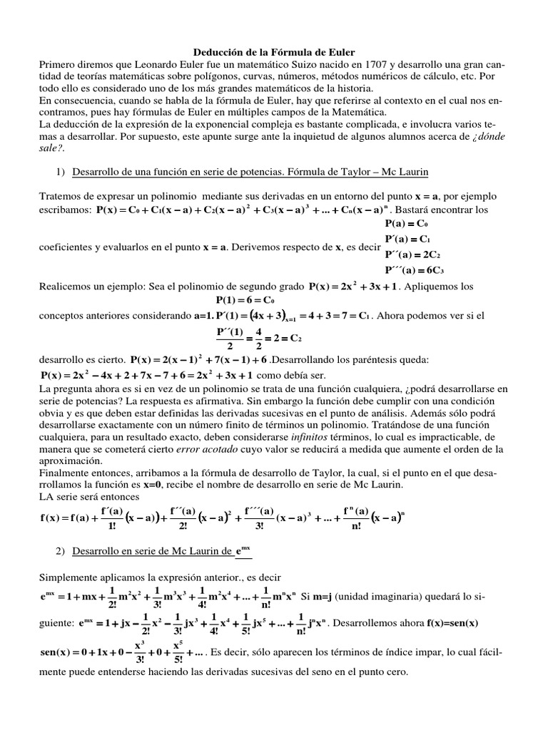 Formula de Euler | Fórmula | Análisis