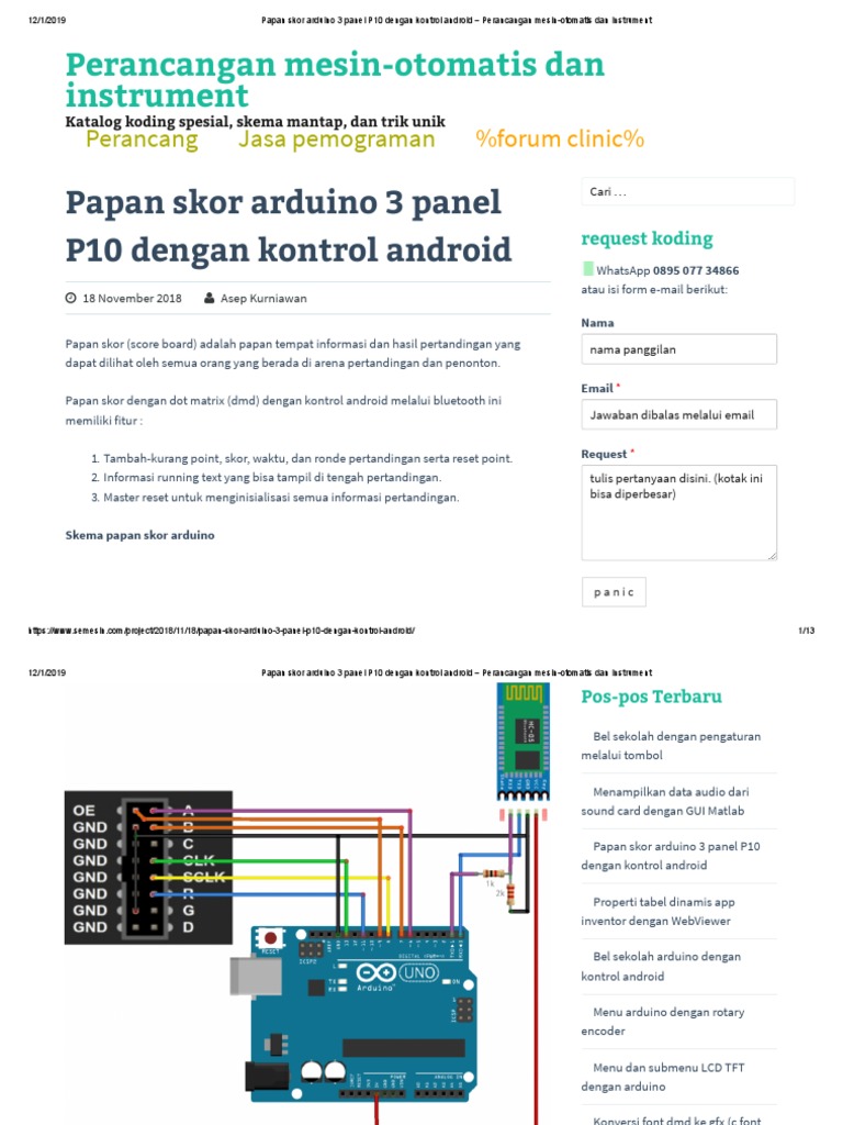 Papan Skor Arduino 3 Panel P10 Dengan Kontrol Android - Perancangan ...