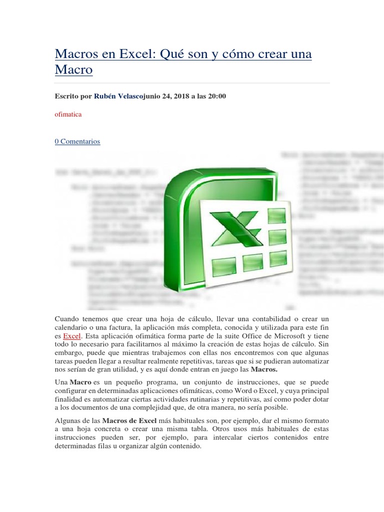 Macros en Excel | PDF | Macro (informática) | Microsoft Excel