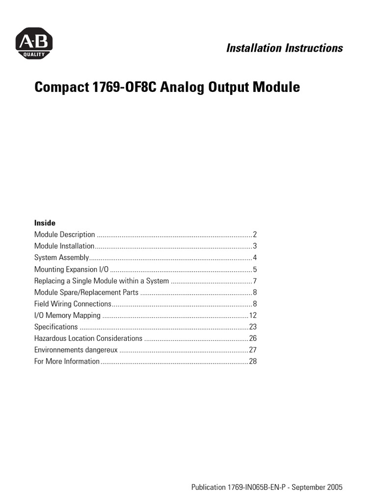 1769-OF8C - 1769-In065 - En-P | PDF | Electrical Connector ...
