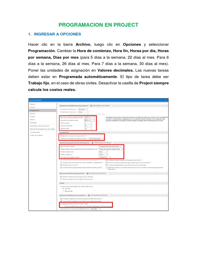 Manual de Programación de Obra en Microsoft Project 2016 | PDF ...