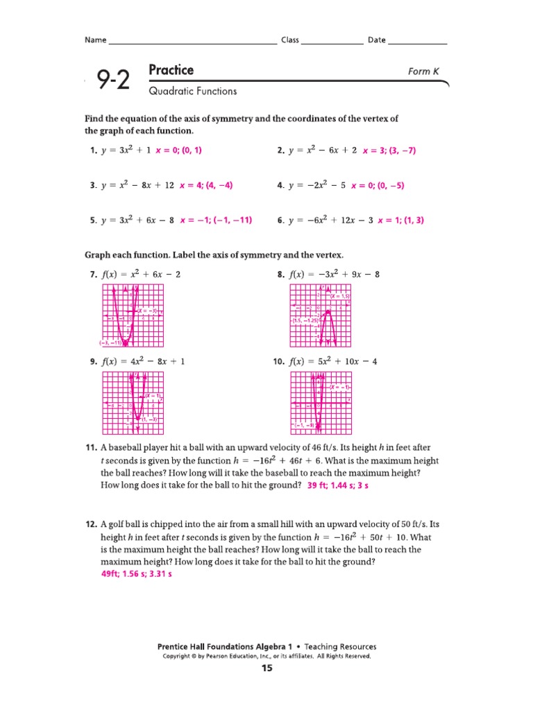 9-2 Practice B Answers | PDF