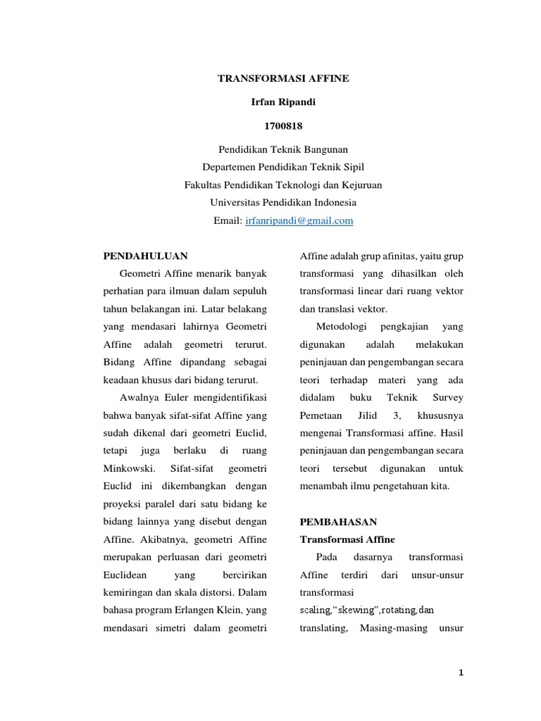 Transformasi Affine | PDF | Metode & Bahan Ajar