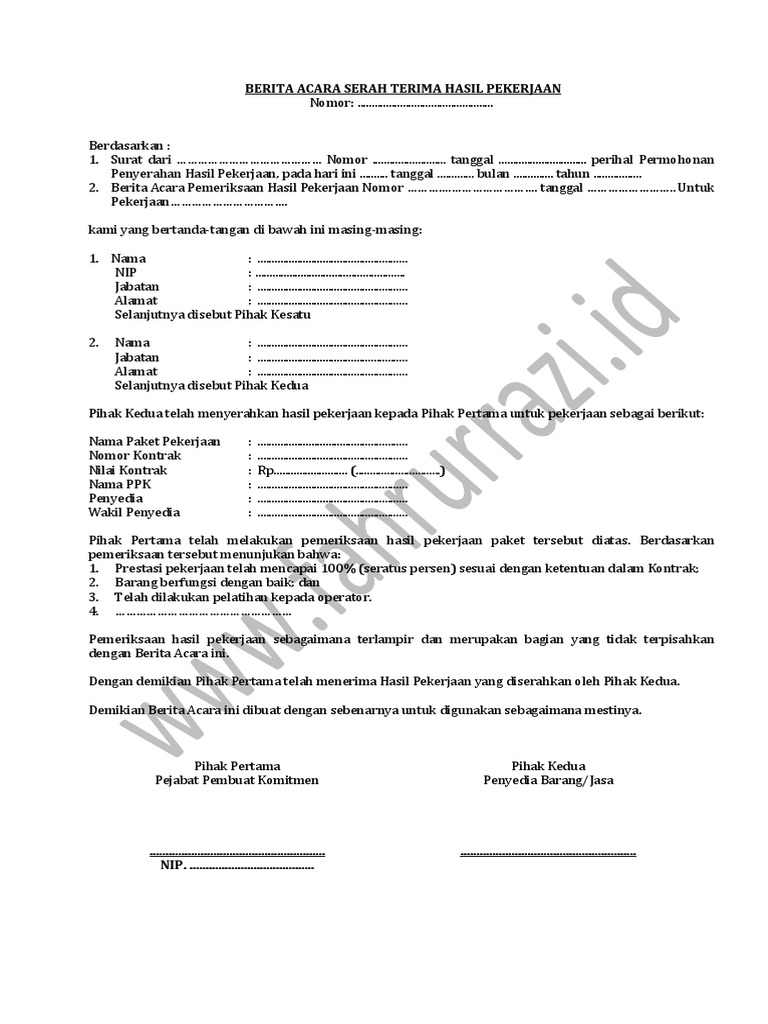 Contoh Template - BAST | PDF