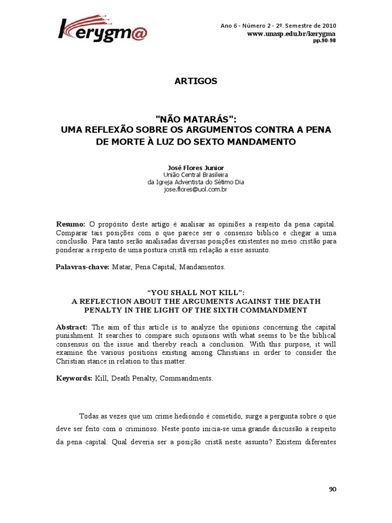 Significado Do Mandamento Não Matarás e A Pena de Morte PDF | PDF ...