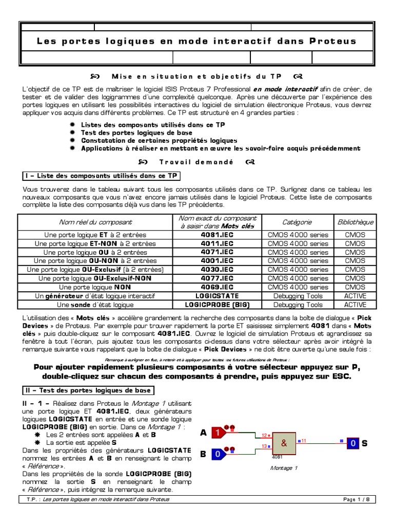 TP Interactif sur les Portes Logiques | PDF | Fonction logique | Logiciel