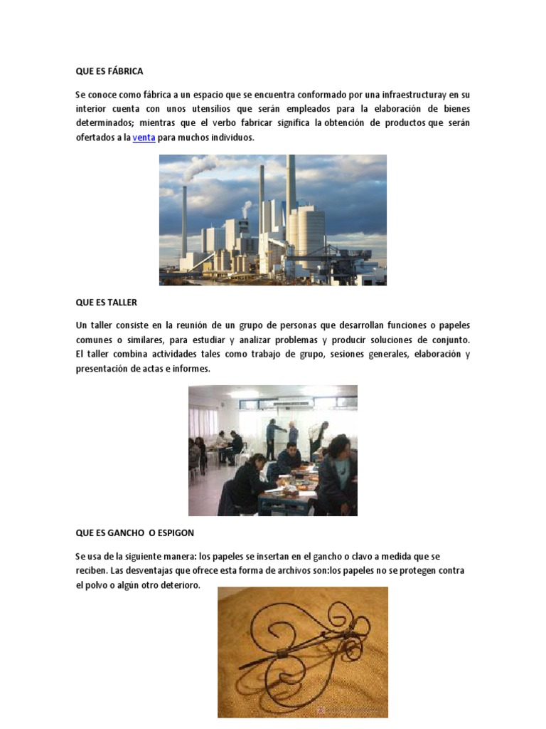 Definición de Fábrica y Taller | PDF | Archivo de computadora | Papel