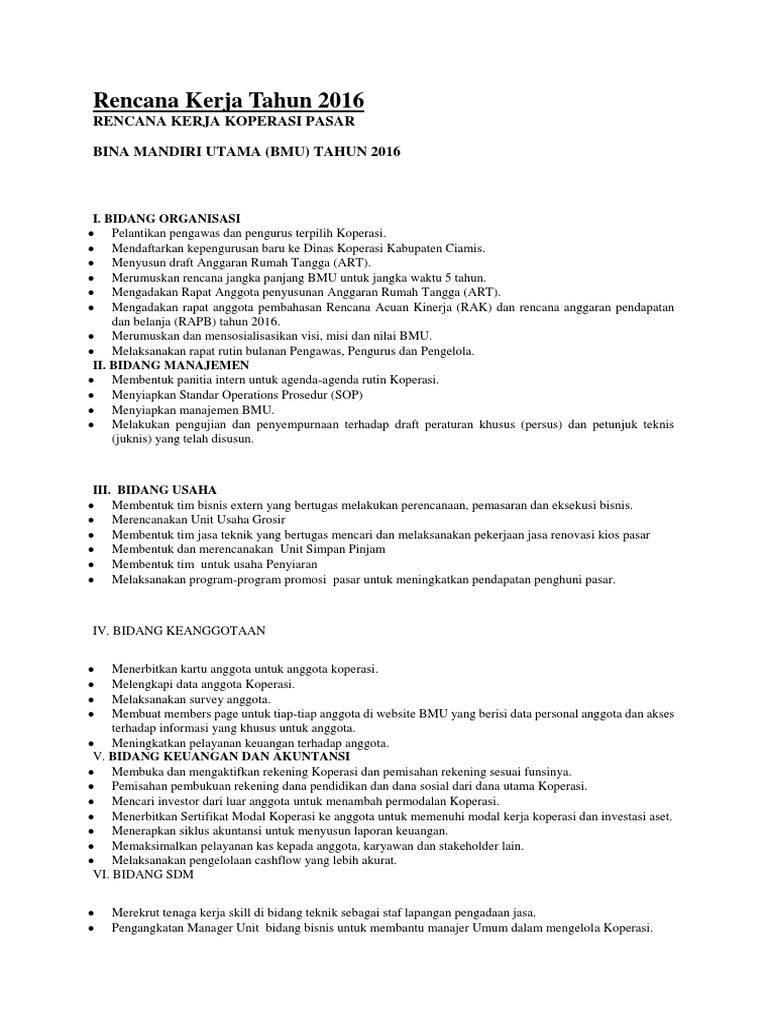 Program Kerja Koperasi | PDF
